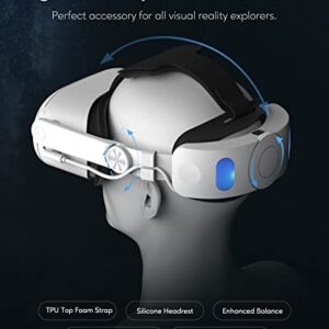 TILLMAO OQ2 Pro Elite Head Strap, VR Accessories Compatible with Oculus Quest 2, One-Click Release Function Design, 6000mah Battery with LED Display Screen, RGB Breathing Lights, Counter Balance