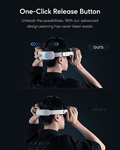 TILLMAO OQ2 Pro Elite Head Strap, VR Accessories Compatible with Oculus Quest 2, One-Click Release Function Design, 6000mah Battery with LED Display Screen, RGB Breathing Lights, Counter Balance