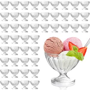 48 pcs 8 oz plastic ice cream dessert bowls bulk sundae trifle cups clear footed milkshake bowl small parfait mousse crystal dish holder salad condiment fruit bowl holiday wedding picnic party favor