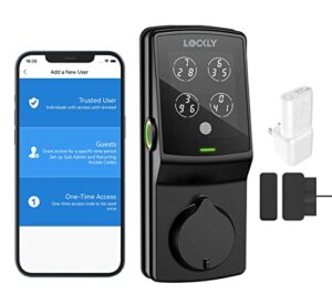 lockly secure pro, wi-fi smart lock, pin genie® keypad, 3d biometric fingerprint sensor, auto lock deadbolt (matte black, a special edition for special door frame and thick fingers)