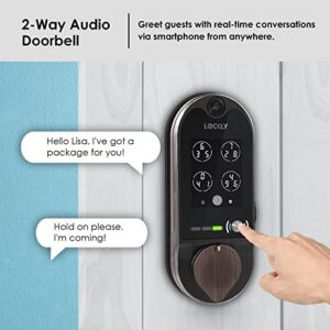 Lockly Vision, Video Doorbell Camera Smart Lock, 2-Way Audio Keyless Entry Door Lock, Fingerprint, Digital Keypad, Wi-Fi Smart Locks for Front Door with SD Card, No Monthly Fee, Venetian Bronze