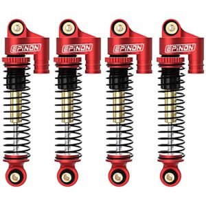 epinon all aluminum front & rear shocks for fms rochobby eazyrc 1/24 fcx24 1/18 toyota land cruiser/hilux/fj cruiser/chevrolet k10/mogrich/apache/atlas 6x6 upgrade parts (4pcs red)