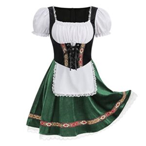 Colorful House Women's Oktoberfest Costume Beer Dirndl Maid Outfit Dress for German Bavarian Halloween Carnival(Army Green, X-Large)