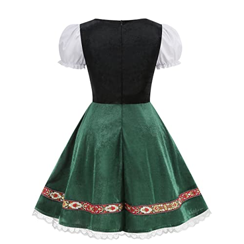 Colorful House Women's Oktoberfest Costume Beer Dirndl Maid Outfit Dress for German Bavarian Halloween Carnival(Army Green, X-Large)