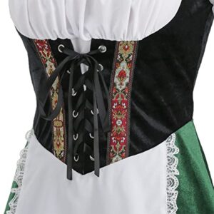 Colorful House Women's Oktoberfest Costume Beer Dirndl Maid Outfit Dress for German Bavarian Halloween Carnival(Army Green, X-Large)