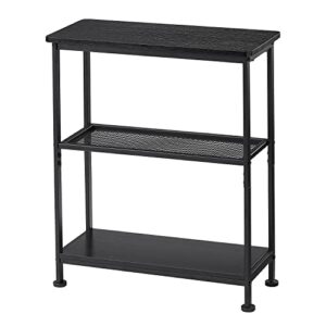 GIOPACO Narrow Side Table, End Table with 3 Tier Storage Shelves, Modern Accent Skiny End Tables for Small Spaces, Slim Couch Beside Table, Small Hallway Table for Living Room,Bedroom,Black