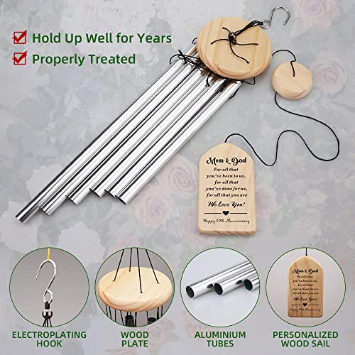 Happy 50th Wedding Anniversary Wind Chime, Parents 50 Years of Marriage, Mom and Dad 50th Year of Wedding, Golden Anniversary Presents for Mom and Dad, Couple Golden Anniversary Keepsake for Parents