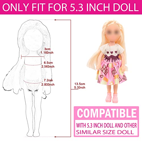 5.3 inch Doll Clothes and Accessories 6 Beach Swimsuits 3 Dresses with 2 Swimming Rings 2 Drinks 2 Hats 2 Glasses 2 Shoes for 5.3 Inch Doll