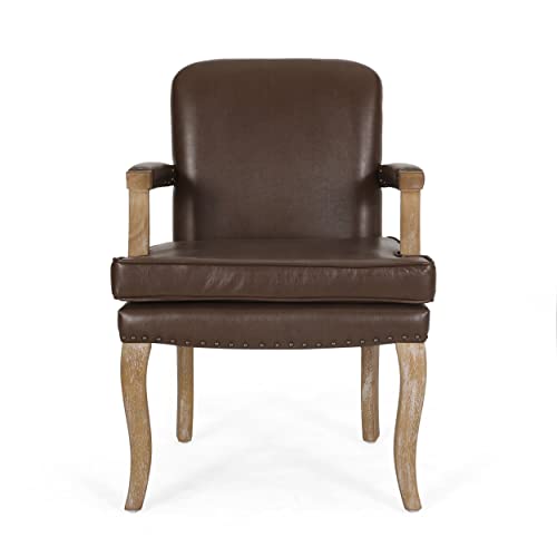 Christopher Knight Home Drouin Armchair, Dark Brown + Natural Brown