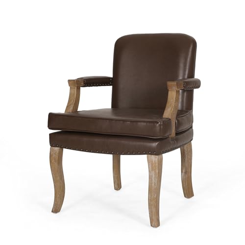 Christopher Knight Home Drouin Armchair, Dark Brown + Natural Brown