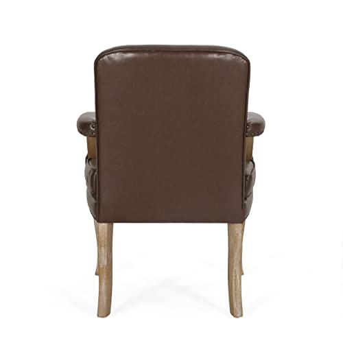 Christopher Knight Home Drouin Armchair, Dark Brown + Natural Brown