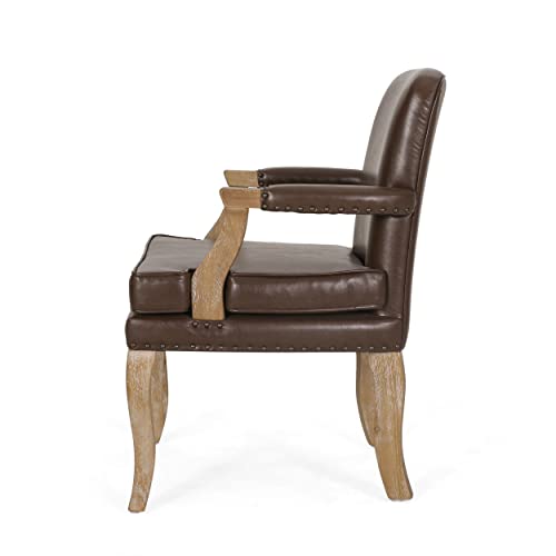 Christopher Knight Home Drouin Armchair, Dark Brown + Natural Brown