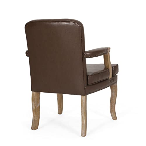 Christopher Knight Home Drouin Armchair, Dark Brown + Natural Brown