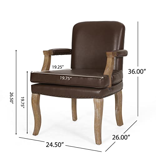 Christopher Knight Home Drouin Armchair, Dark Brown + Natural Brown