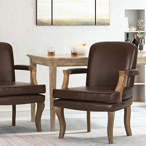 Christopher Knight Home Drouin Armchair, Dark Brown + Natural Brown