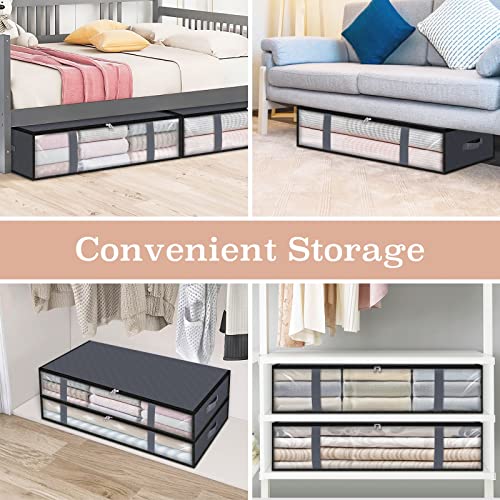 StorageRight Storage Bags, Clothes Storage,Under bed Storage Containers With Durable Handles,Large Capacity Storage Bins,Foldable Storage Organizers For Clothes,Bedding and Toys-75L/6 Pack/Grey