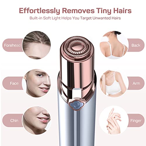 Hair Removal Device(2023)-Facial Hair Removal for Women, GURELAX Womens Hair Remover, Painless Face Hair Removal-Best Face Shavers/Trimmer for Chin Upper Lip Peach Fuzz-Included 4 x Replacement Heads