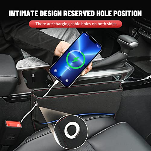 Car Seat Gap Organizer Filler Leather Gap Filler for Car,Universal Car Seat Filler Car Seat Gap Storage Box Console Side Pocket,Adjustable Seat Side Filler for iPhone Android Glasses Key(Black-1 pack)