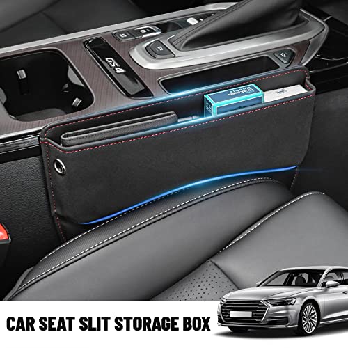 Car Seat Gap Organizer Filler Leather Gap Filler for Car,Universal Car Seat Filler Car Seat Gap Storage Box Console Side Pocket,Adjustable Seat Side Filler for iPhone Android Glasses Key(Black-1 pack)