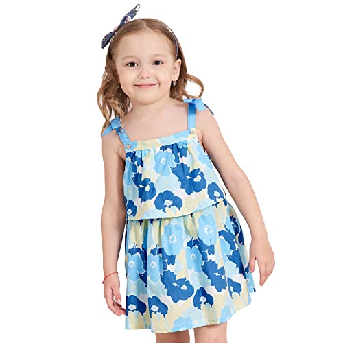 Sosomi Baby Blue Dress Sleeveless Baby Dress 12-18 Months Baby Girl Dress Summer Butterfly Dresses for Baby Girl Kid Floral Sundress Baby Girls' Dresses Flower Print Royal Blue Toddler Dress