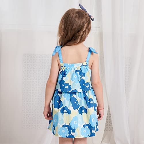 Sosomi Baby Blue Dress Sleeveless Baby Dress 12-18 Months Baby Girl Dress Summer Butterfly Dresses for Baby Girl Kid Floral Sundress Baby Girls' Dresses Flower Print Royal Blue Toddler Dress