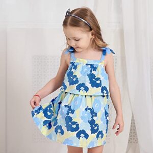 Sosomi Baby Blue Dress Sleeveless Baby Dress 12-18 Months Baby Girl Dress Summer Butterfly Dresses for Baby Girl Kid Floral Sundress Baby Girls' Dresses Flower Print Royal Blue Toddler Dress