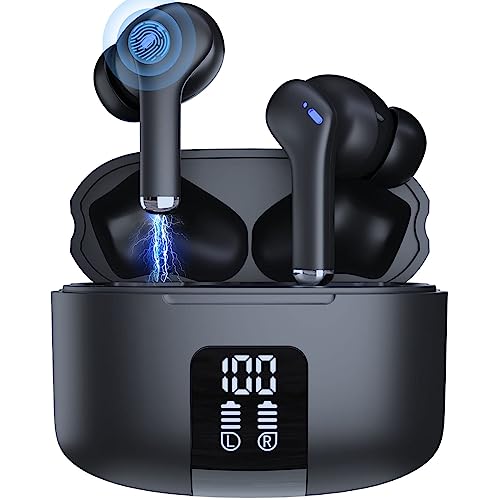 Sibotion Wireless Earphones, Bluetooth 5.3 Dual-mic ENC Call Noise Reduction, with LED Power Display Charging Case, IPX5 Waterproof Ultra-Light and Ergonomic for Sports and Esports