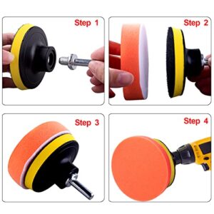 SIQUK 16 Pieces 3 Inch Buffing Pads Foam Polishing Pad Kit Polisher Pads Bonnets Wax Buffer Polish Pads Car Buffer Attachment for Drill