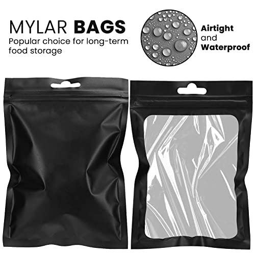 STRATUS88 400 Pack Resealable Mylar Bags - Food Storage Bags - |4 X 6 Inch Size Smell Proof Bag Transparent Front Window Packaging Matte Black Baggies for Small Kitchen Organization