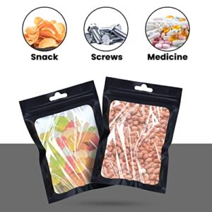 STRATUS88 400 Pack Resealable Mylar Bags - Food Storage Bags - |4 X 6 Inch Size Smell Proof Bag Transparent Front Window Packaging Matte Black Baggies for Small Kitchen Organization