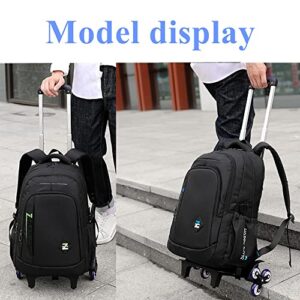 YJMKOI Black Rolling Backpack for Boys Elementary Trolley Bookbag Middle school Bag with Wheels