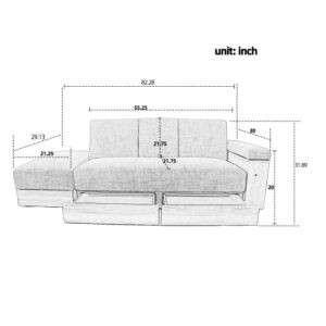 HomSof Multi-Functional Sofa Sleeper Ottoman Pull Out Drawer, Fold Out Couch Bed with Side Two-Tier Storage Rack, Light Gray