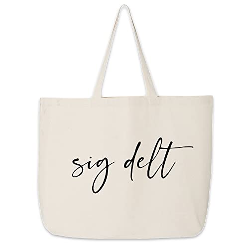 sockprints Sigma Delta Tau Tote Bag - Tote Bags for Sorority - Large Canvas Tote Bag - Sorority Gifts