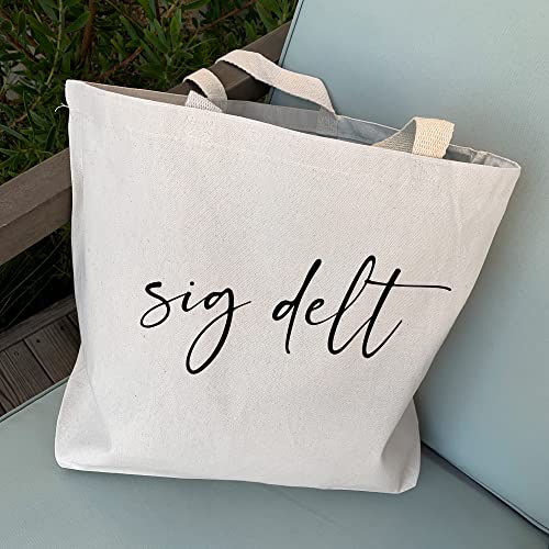 sockprints Sigma Delta Tau Tote Bag - Tote Bags for Sorority - Large Canvas Tote Bag - Sorority Gifts