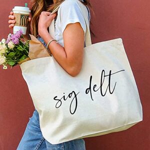 sockprints Sigma Delta Tau Tote Bag - Tote Bags for Sorority - Large Canvas Tote Bag - Sorority Gifts