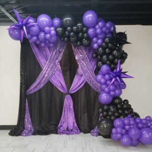 Zee Party Supply Purple Black Balloons Garland Arch 122 PCS Different Sizes 18 12 5 Inch for Gender Reveal Baby Shower Birthday Party Wedding Party Decoration