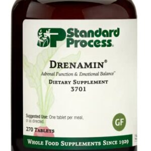 Standard Process Drenamin - Whole Food Antioxidant, Adrenal Support and Immune Support with Shitake, Alfalfa, Rice Bran, Riboflavin, Calcium Lactate, Choline - 270 Tablets