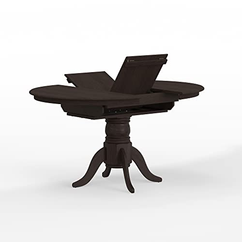 Glenwillow Home Single Pedestal Butterfly Leaf Dining Table with Self-Storing Leaf in Dark Walnut