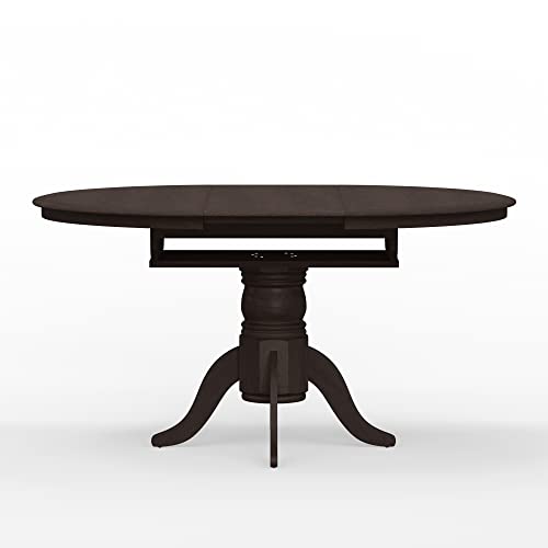 Glenwillow Home Single Pedestal Butterfly Leaf Dining Table with Self-Storing Leaf in Dark Walnut