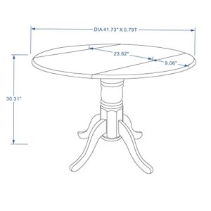 Glenwillow Home 42” Solid Wood Pedestal Base Double Drop Leaf Dining Table in White