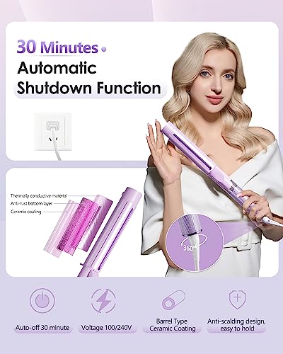 NOVUS 1.5 Inch Curling Wand, Adjustable Tightness Curling Iron, Negative Ions Hair Curler, Large Barrel Curling Iron, Dual Voltage Bionic Curling Iron, Curling Iron for Long Hair, Hair Curlers Iron