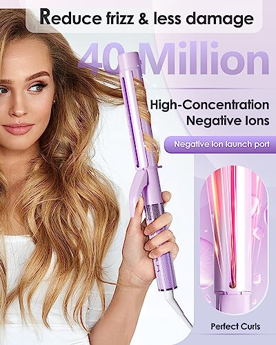 NOVUS 1.5 Inch Curling Wand, Adjustable Tightness Curling Iron, Negative Ions Hair Curler, Large Barrel Curling Iron, Dual Voltage Bionic Curling Iron, Curling Iron for Long Hair, Hair Curlers Iron