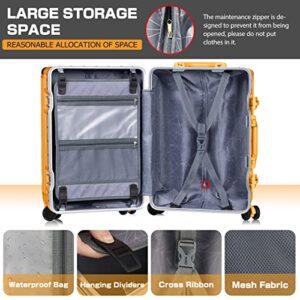 AnyZip Carry On Luggage Aluminium Frame Suitcase PC ABS Hard Shell TSA Lock No Zipper 20In Orange