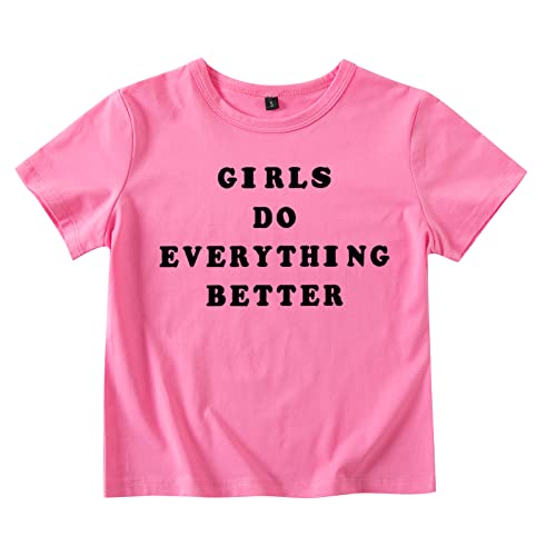 BINTEHGS Aesthetic Cute Baby Tees for Teen Girls Letter Graphic Print Crop Top Y2k Cropped Tee for Women Short Sleeve T Shirt (Pink,M,Medium)