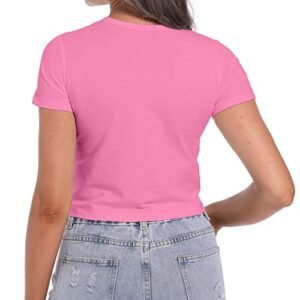 BINTEHGS Aesthetic Cute Baby Tees for Teen Girls Letter Graphic Print Crop Top Y2k Cropped Tee for Women Short Sleeve T Shirt (Pink,M,Medium)