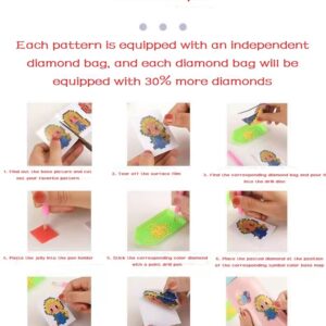 24pc 5D Diamond Painting Kits for Kids, DIY Animals Diamond Painting Stickers, Handmade Digital Diamond Arts Craft Mosaic Stickers, Suitable for Children Aged 4-12(B-Animation)