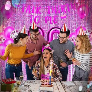 30th Birthday Decorations for Women,30 Birthday Decorations for Her, Hot Pink Talk Thirty to Me Banner,Crown, Sash, Cake Topper and Number Balloon, 30th Birthday Party Decorations Supplies for Women