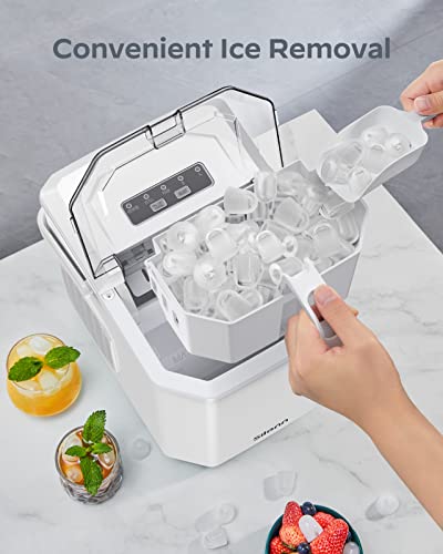 Silonn Ice Maker Countertop, Portable Ice Machine with Carry Handle, Self-Cleaning Ice Makers with Basket and Scoop, 9 Cubes in 6 Mins, 26 lbs per Day, Ideal for Home, Kitchen, Camping, RV