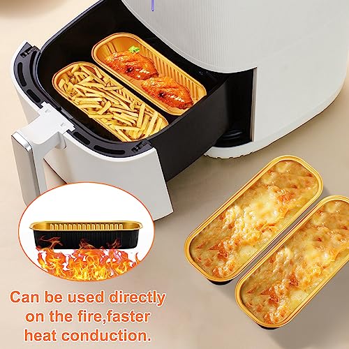 SGAOFIEE 100 Pack Mini Cake Pans With Lids, 6.8 Oz Mini Loaf Pans with Lids, Aluminum Foil Mini Cake Pans, Rectangle Baking Cups Muffin Tins, Disposable Bread Pan(100 Pack, 6.8oz)