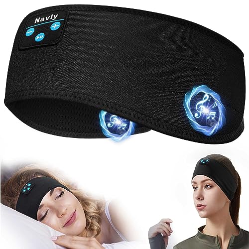 Navly Sleep Headphones, 10Hrs Sports Headband with Soft Cozy Earbuds Comfortable, Headphones Headband with Ultra-Thin HD Stereo Speakers Perfect for Workout,Running,Yoga,Travel